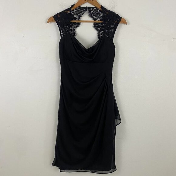 Xscape | Dresses | Xscape Black Lace Ruched Mini Cocktail Formal Dress ...